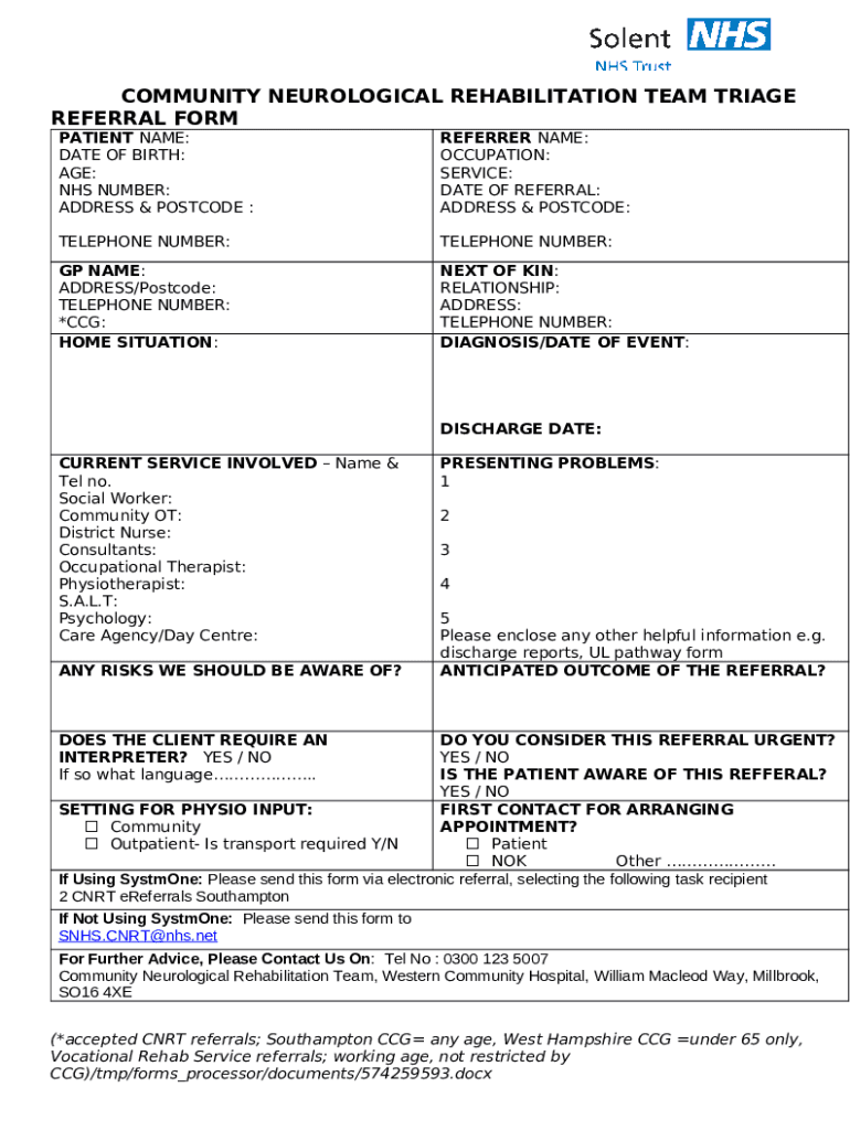 HEALTH AND SOCIAL CARE CONNECT (HSCC) REFERRAL V1.2 ... Doc Template ...
