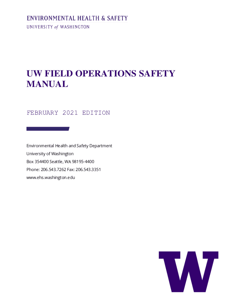 Fillable Online UW FIELD OPERATIONS SAFETY MANUAL - University of ...