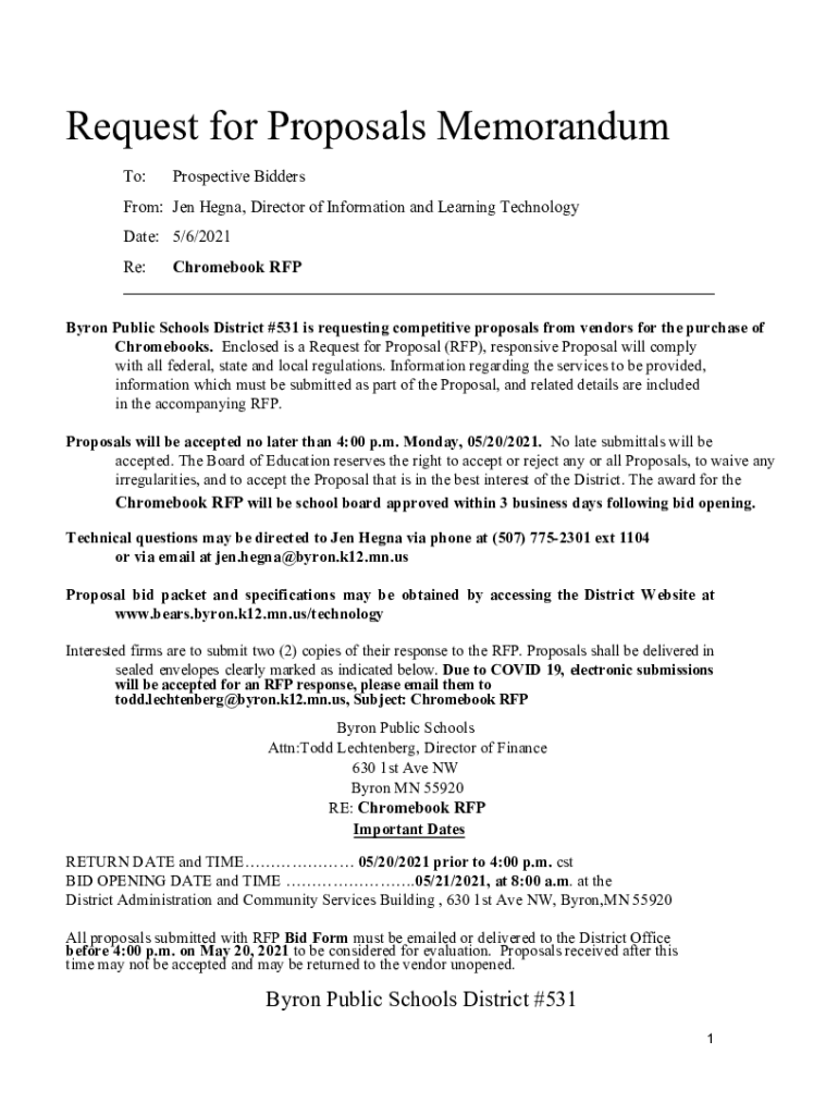 Fillable Online Request for Proposals Memorandum Fax Email Print ...