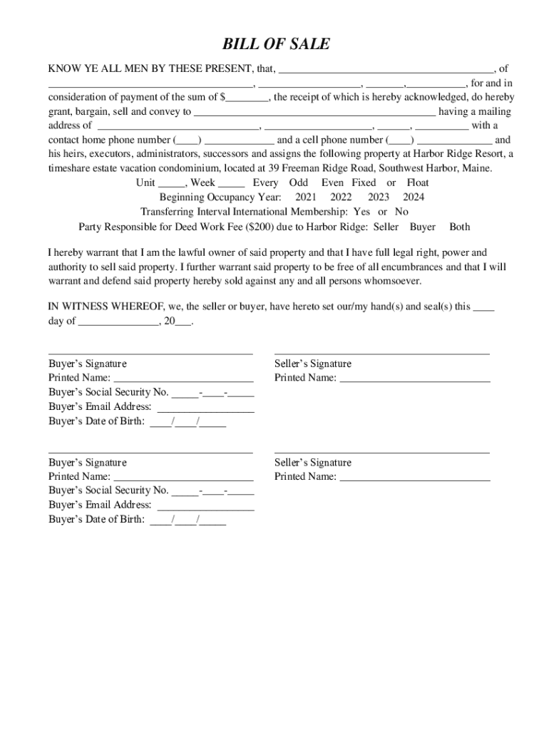 Fillable Online Find Your Free Printable Real Estate Bill of Sale Form ...