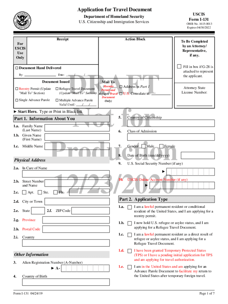 Fillable Online Get the free i 131 sample form - pdfFiller Fax Email Print