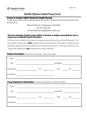 Fillable Online Form Proxy Adult MyChart - BSWHealth Fax Email Print ...