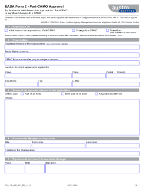 Fillable Online EASA Form 2 - Part-CAMO Approval. Application for ...