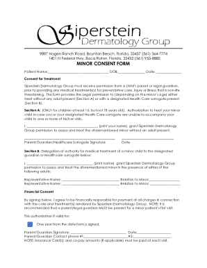 Fillable Online Siperstein Dermatology - Minor Consent Form Fax Email ...