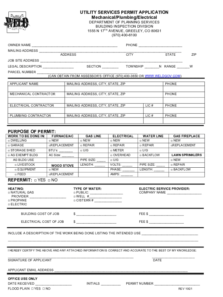 Fillable Online UTILITY PERMIT APPLICATION rev 1021 Fax Email Print ...