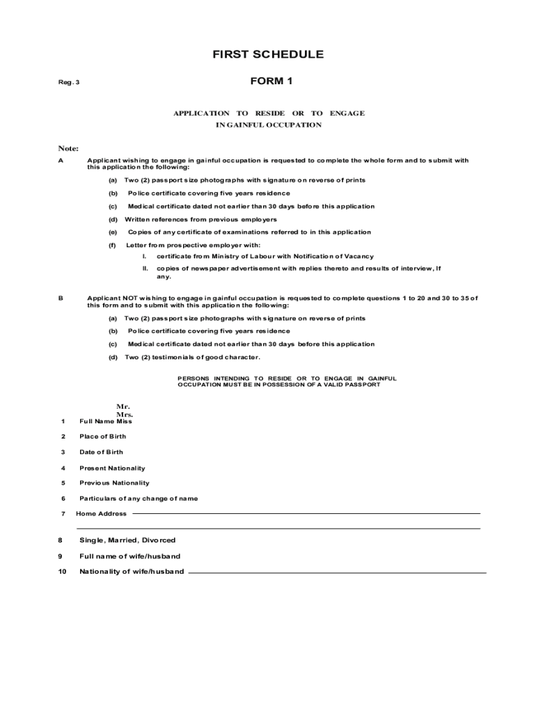 Fillable Online FIRST SCHEDULE - immigration.gov.bs Fax Email Print ...