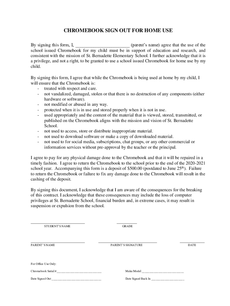 Fillable Online Instruction Chromebook/Mobile Device Student User ...