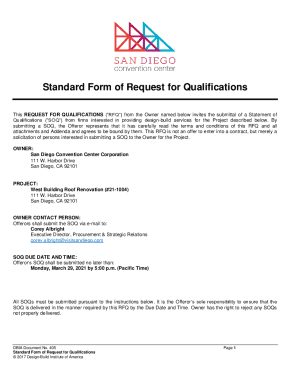Fillable Online DBIA Standard Form of Request for Qualifications Fax ...