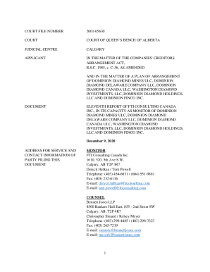 Fillable Online court file number - FTI Consulting Canada Fax Email ...