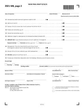 Fillable Online 2021 S Corporation Return - revenue.state.mn.us Fax ...