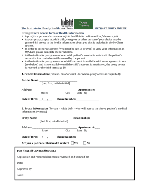 Fillable Online MYCHART PROXY SIGN UP adult to teen.docx Fax Email ...