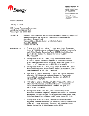 Fillable Online Waterford, Unit 3 - Revised Licensing Actions and ...