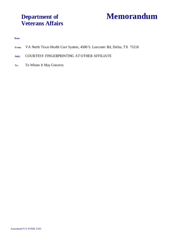 Veterans Affairs Memorandum Template Blank - Use English Words ... Doc ...