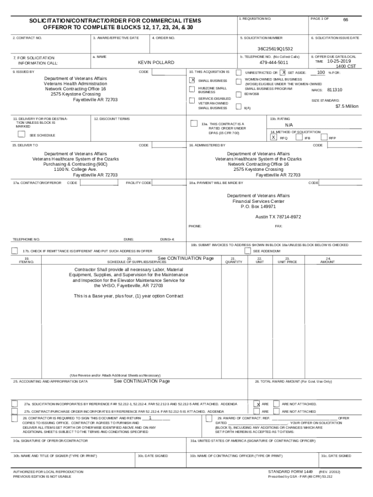 continuation of sf 1449 blocks b.1 contract administration data Doc Template | pdfFiller