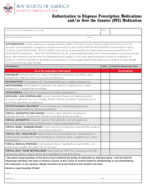 Fillable Online Authorization to Dispense Prescription Medications and ...