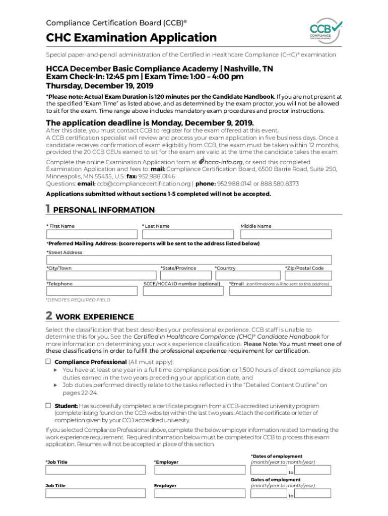 Fillable Online Candidate Certified in Handbook Healthcare Compliance ...