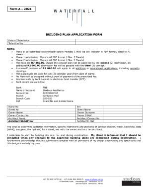 Fillable Online Annexture 5 Form A Building Plan Application Form ...