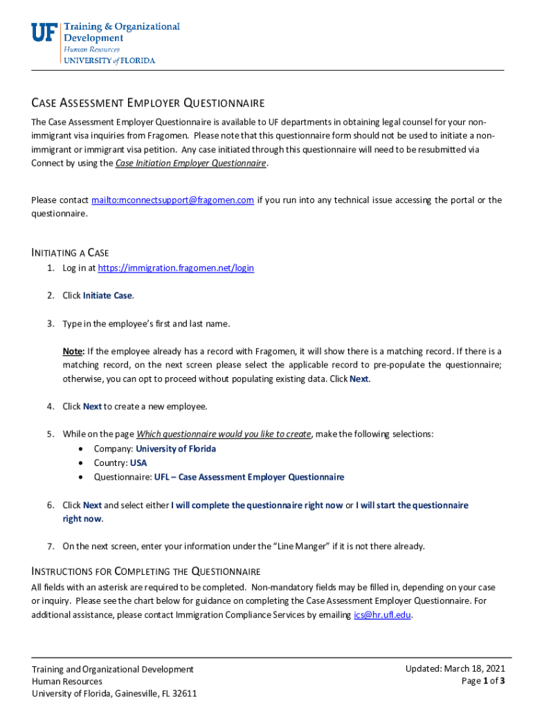 Fillable Online hr ufl C A E QUESTIONNAIRE - hr.ufl.edu Fax Email Print - pdfFiller