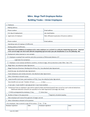 Fillable Online Wage Theft Employee Notice Fax Email Print - pdfFiller