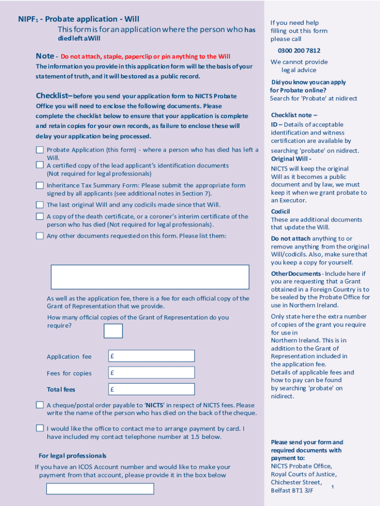 Fillable Online Probate-application-with-Will. Probate Application Form ...