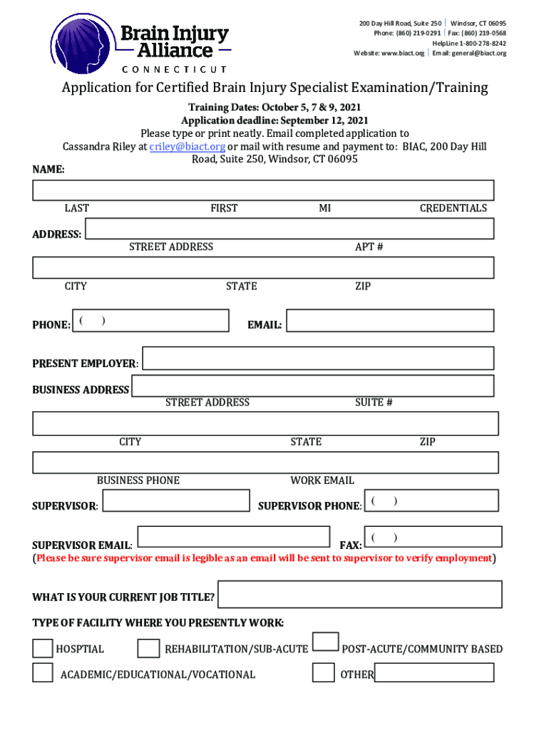 Fillable Online Certified Brain Injury Specialist (CBIS) Training ...