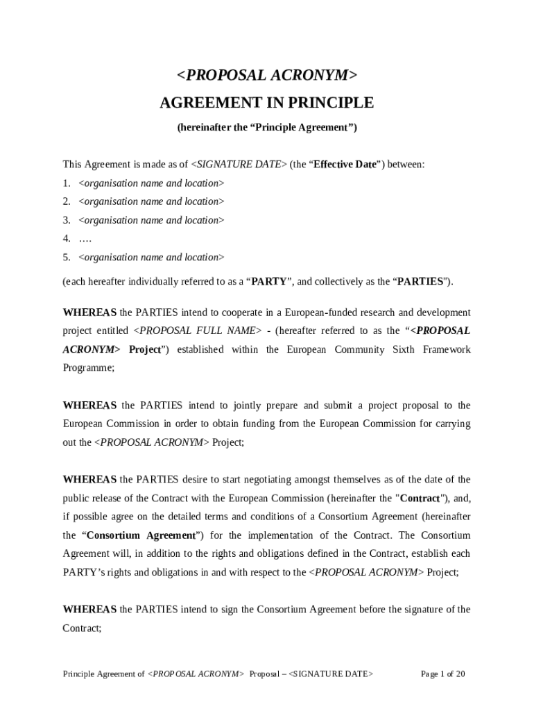 PRINCIPLE BUSINESS COOPERATION AGREEMENT Doc Template | pdfFiller