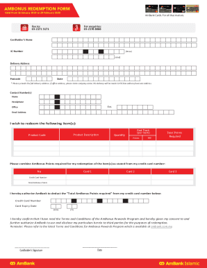 Fillable Online AMBONUS REDEMPTION FORM - AmBank Fax Email Print ...