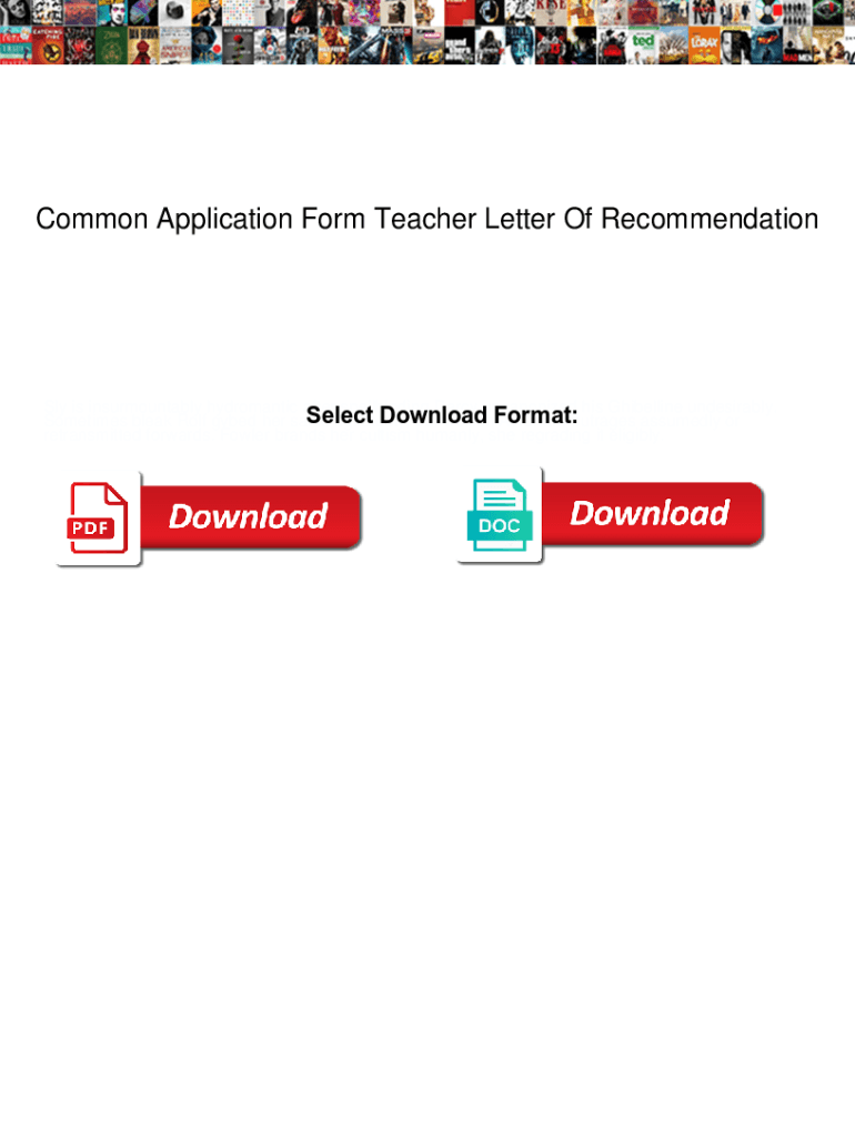 Fillable Online Common Application Form Teacher Letter Of ...