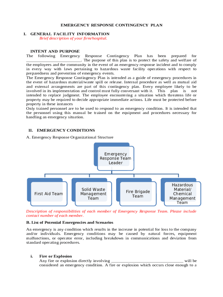 Content of contingency plan. - LII / Legal Ination ... Doc Template ...