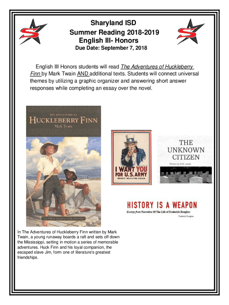 Fillable Online The Adventures of Huckleberry Finn Unit Overview - PDF ...