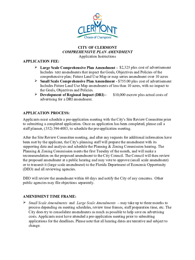 Fillable Online Fillable Online Comprehensive Plan Amendment Application ... Fax Email Print ...