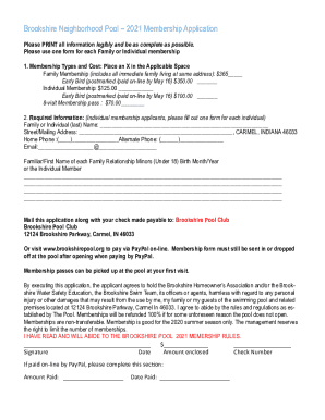 Fillable Online 2021 Pool Membership Application Form.pub Fax Email ...