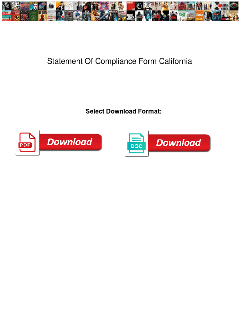 California Statement of Compliance Form - Blank Fillable Template ...