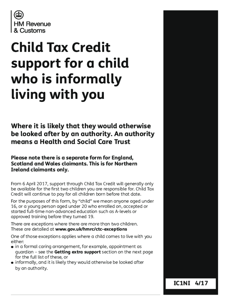 Fillable Online Child Tax Credit, Universal Credit and Income Support ...