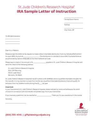 Fillable Online St. Jude IRA Sample Letter of Instructions Fax Email ...