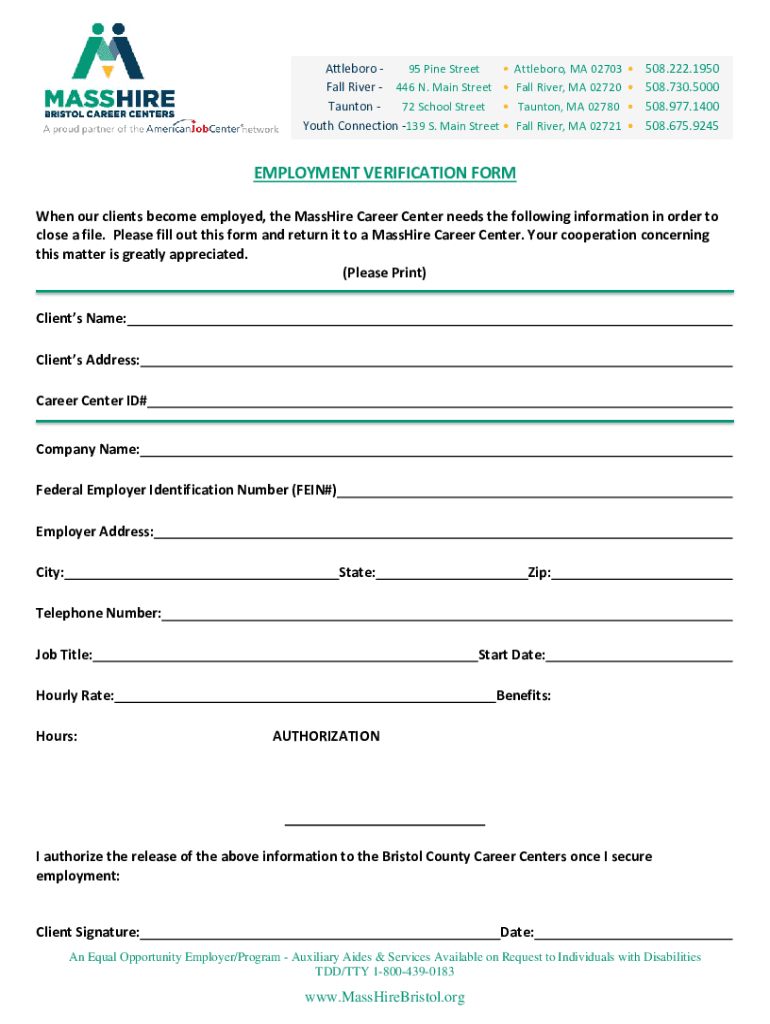 Fillable Online EMPLOYMENT VERIFICATION FORM WAIVER / AUTHORIZATION Fax ...