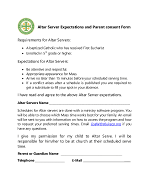 Fillable Online Altar Server Expectation form Fax Email Print - pdfFiller