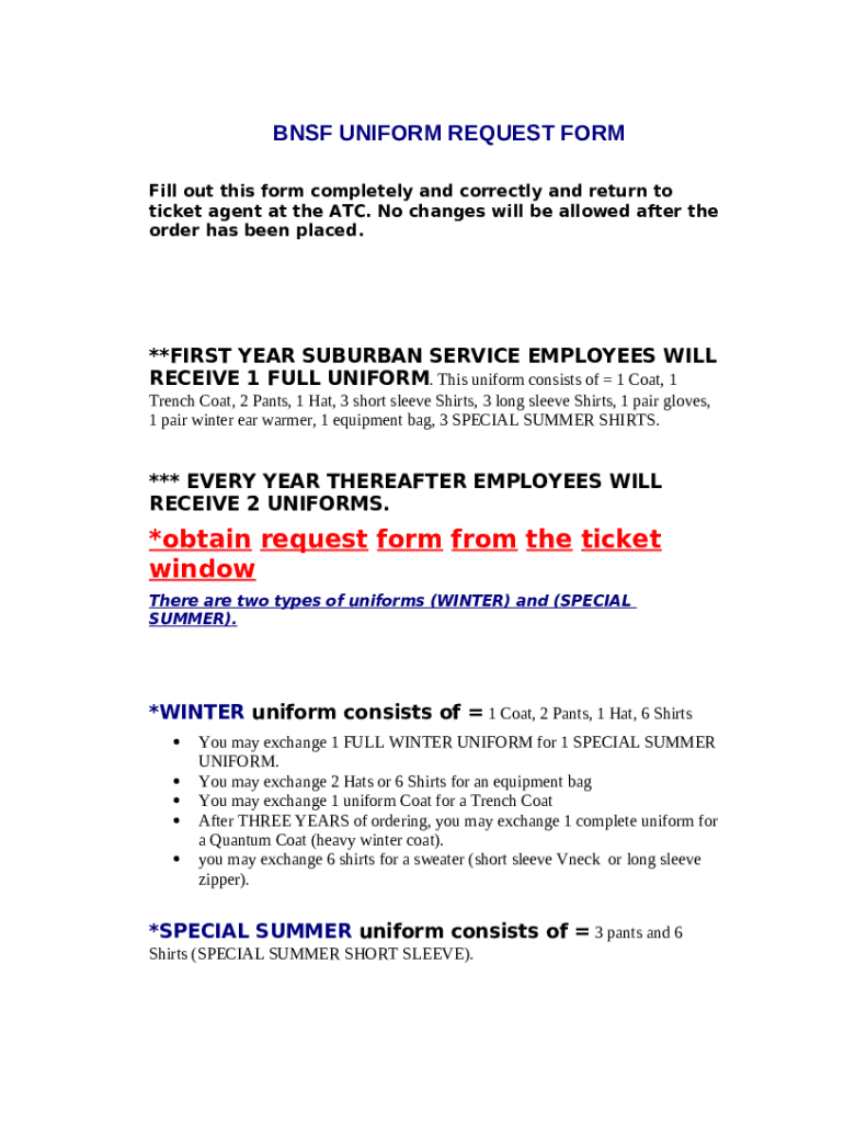 BNSF UNI REQUEST Doc Template | pdfFiller
