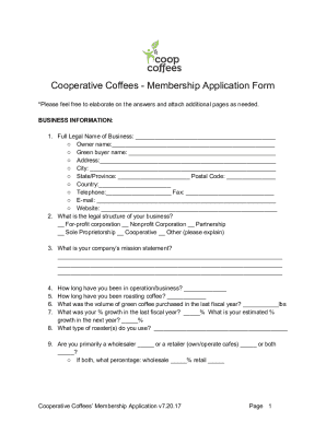 Fillable Online Cooperative Membership Form - Fill and Sign Printable ...