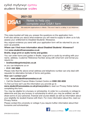 Fillable Online DSA 1 Notes 2021/22. Notes to help you complete your ...