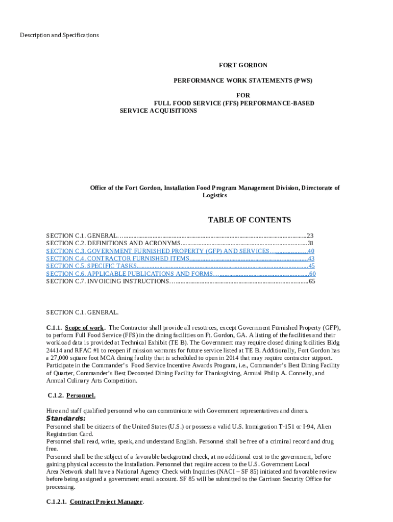 Description and Specifications Doc Template | pdfFiller