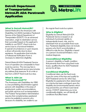 Fillable Online Detroit Department of Transportation MetroLift ADA ...