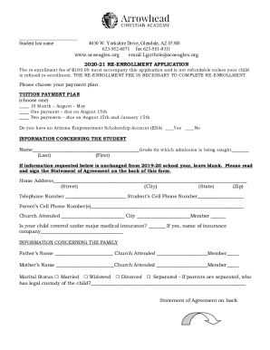 Fillable Online Re-enrollment application 20-21.doc Fax Email Print ...