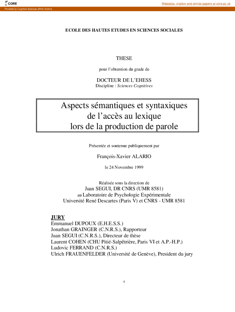 Remplissable En Ligne Provided by Cognitive Sciences ePrint Archive Fax ...