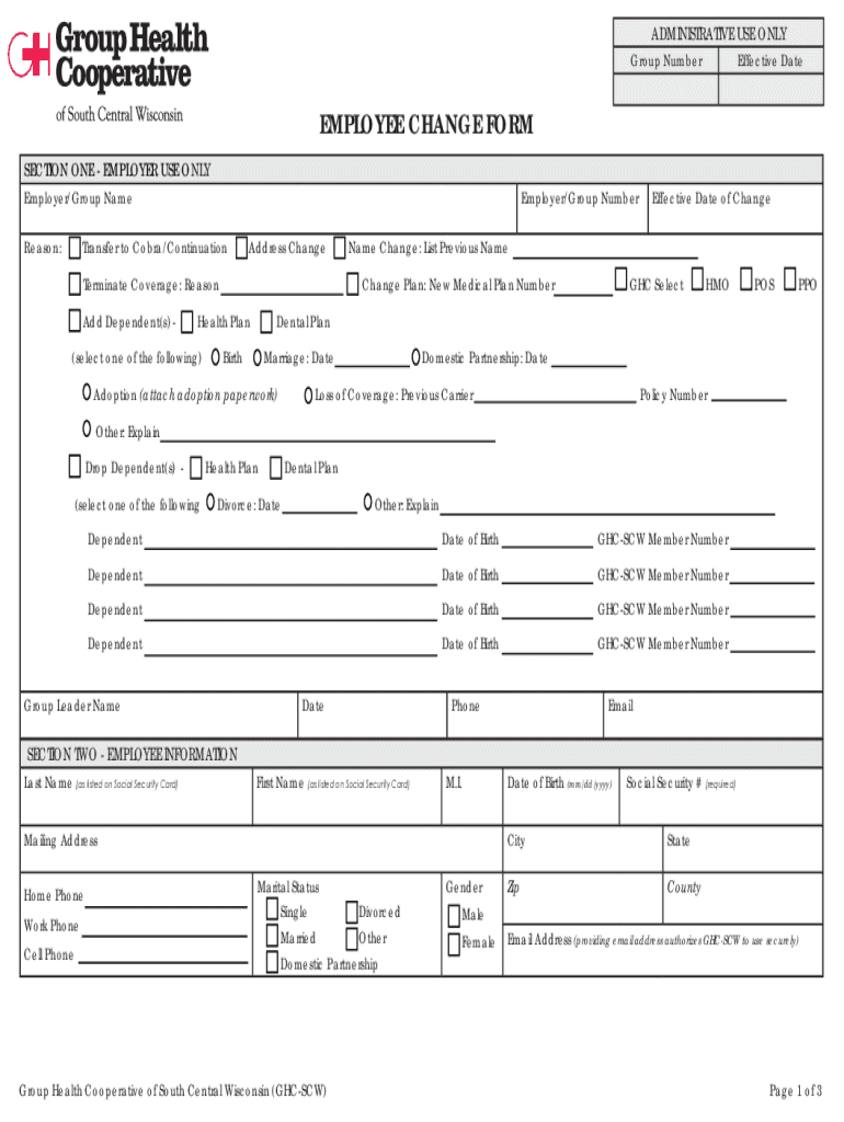 Fillable Online Completing Employee Change Form Fax Email Print - pdfFiller