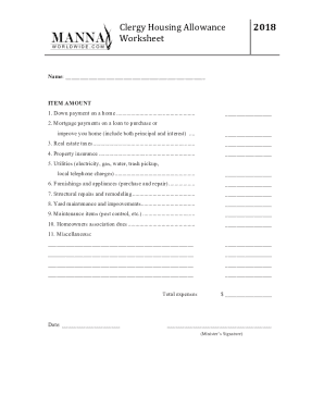 Fillable Online Housing Allowance Worksheet.docx Fax Email Print ...