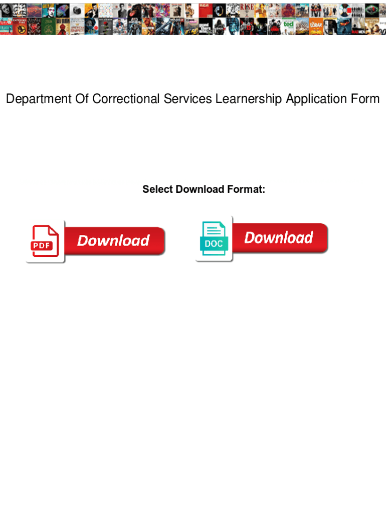 Fillable Online Department Of Correctional Services Learnership ...