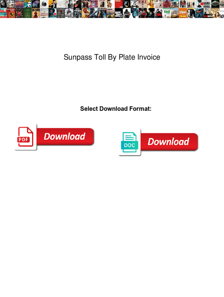 Fillable Online Sunpass Toll By Plate Invoice. Sunpass Toll By Plate ...