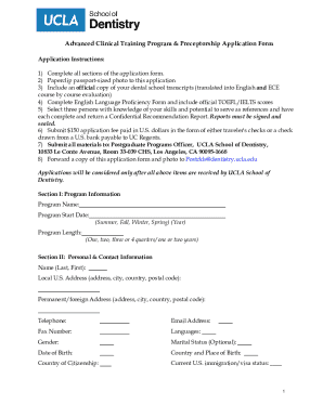 Fillable Online dentistry ucla Preceptor Application Form - Palm Beach ...
