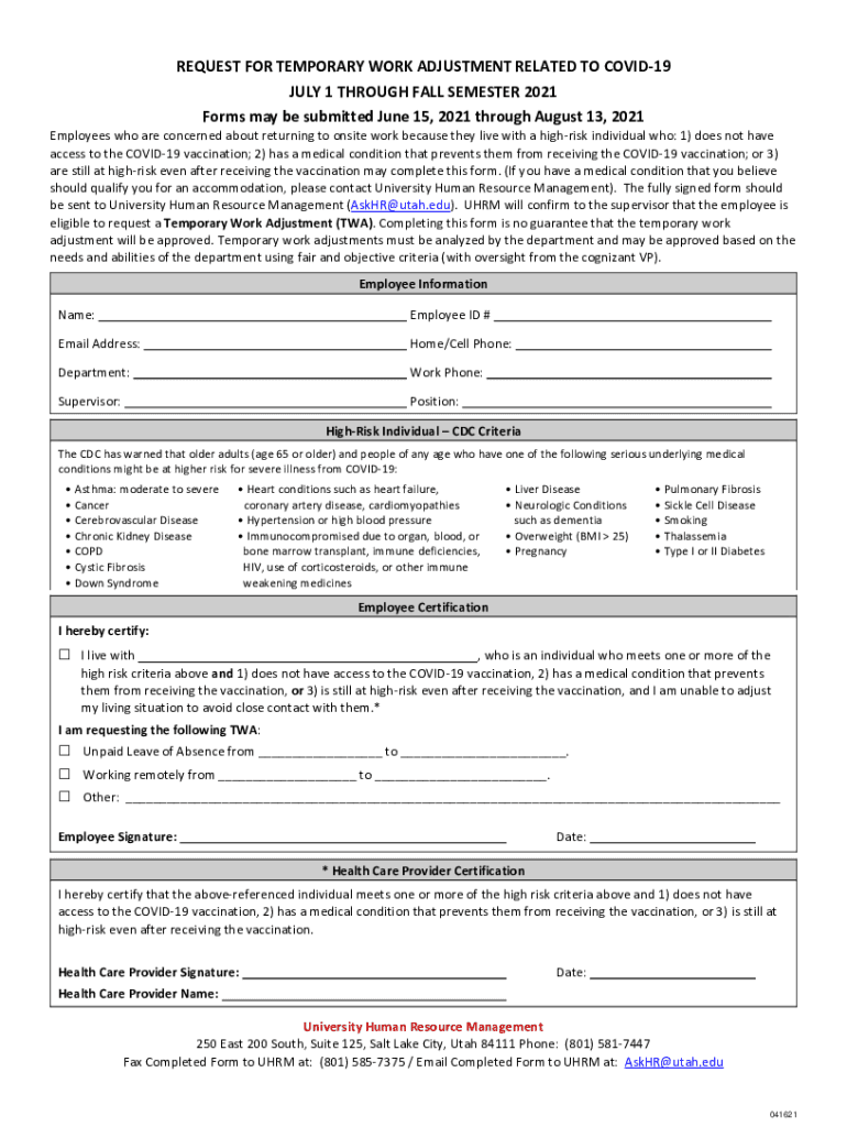 Fillable Online www.methodist.eduwp-contentuploadsCOVID-19 Temporary ...